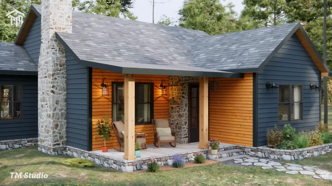 TMS-017-CF1 | 2-Bedroom - TM Studio - Small House Design