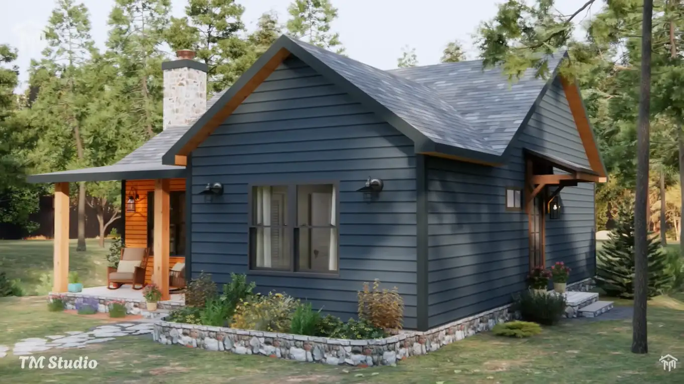TMS-017-CF1 | 2-Bedroom - TM Studio - Small House Design