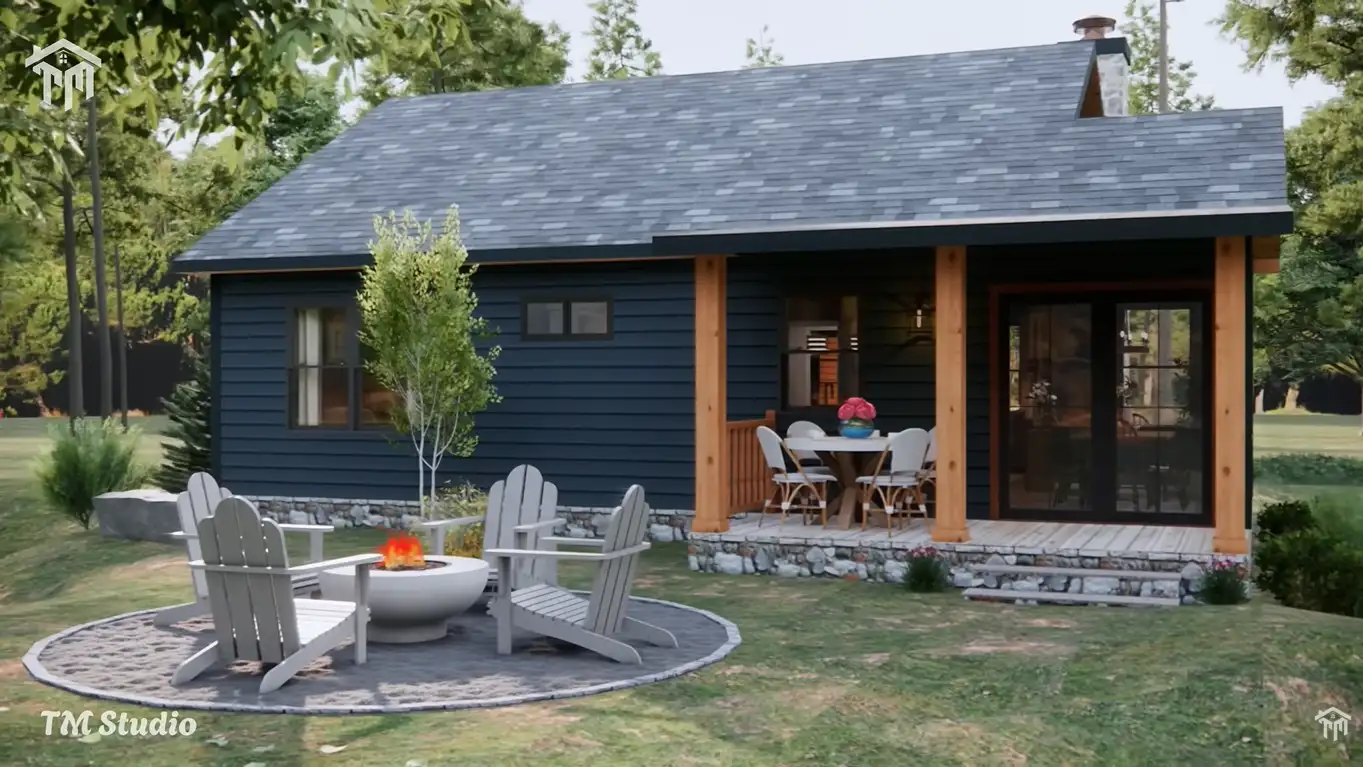 TMS-017-CF1 | 2-Bedroom - TM Studio - Small House Design