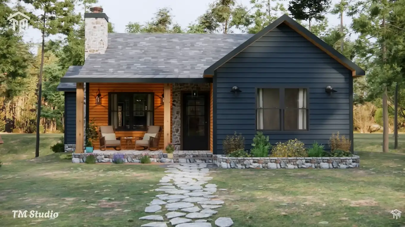 TMS-017-CF1 | 2-Bedroom - TM Studio - Small House Design