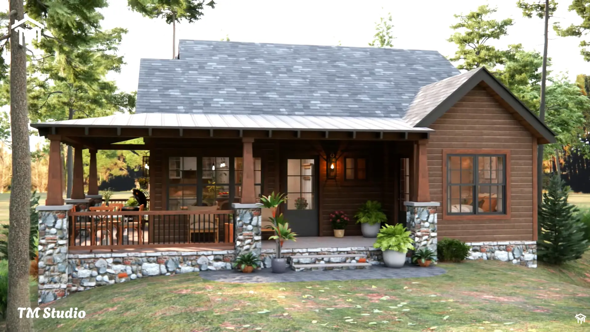 TMS-015-CF1 | 2-Bedroom - TM Studio - Small House Design