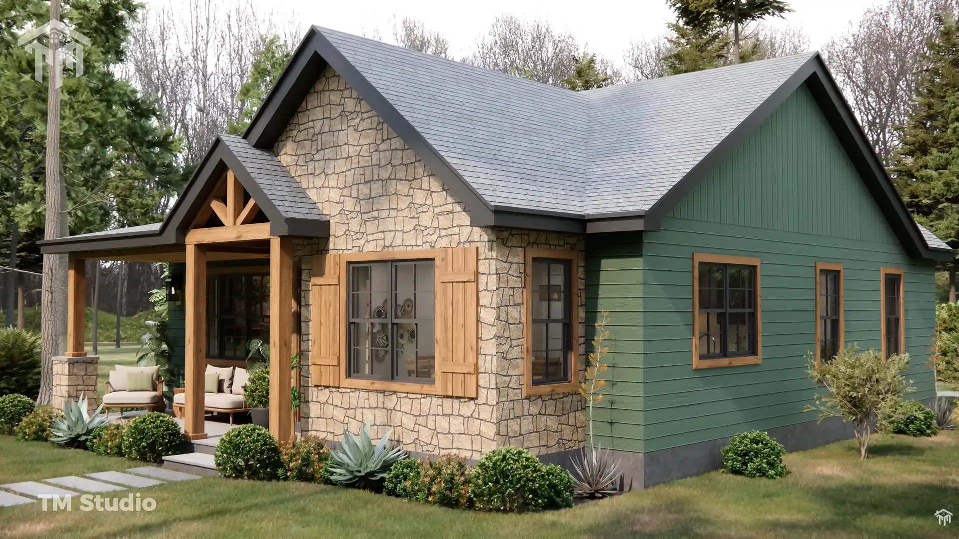 TM Studio 2 Bedroom Small House Floor Plan | Cozy Single-Story Home Design