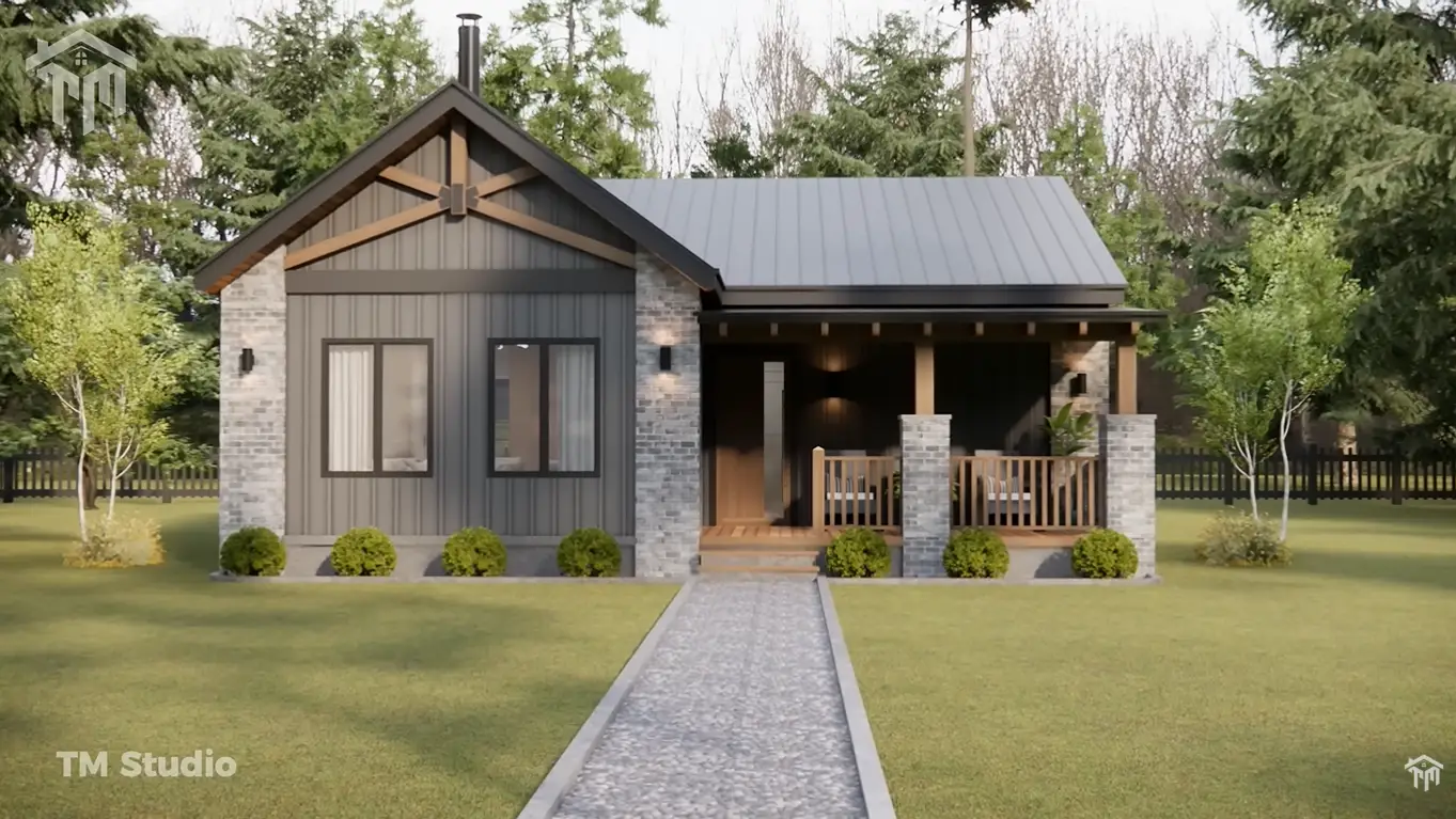 TM Studio 33x33 2 Bedroom Cottage House Plan | TMS-055-CF1